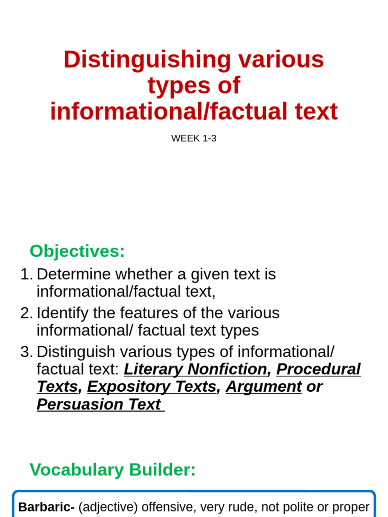 ENG6-Q2-WEEK1-3-Distinguishing Various Types of Informational | PDF
