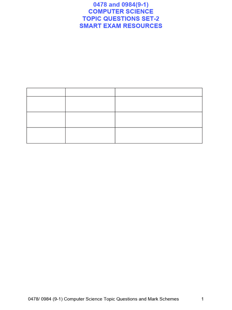 1.1.2 IGCSE Computer Science Number Systems Topic Questions Paper 1 Set ...