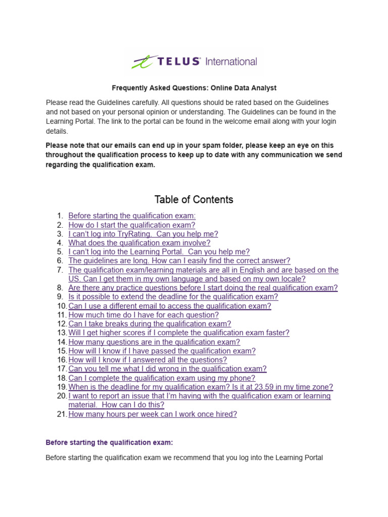 Telus Online Data Analyst Exam Guide | PDF | Computing | Cyberspace