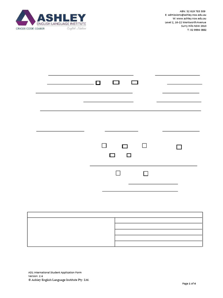 International Student Application Form | PDF | Cost Of Living | Banks