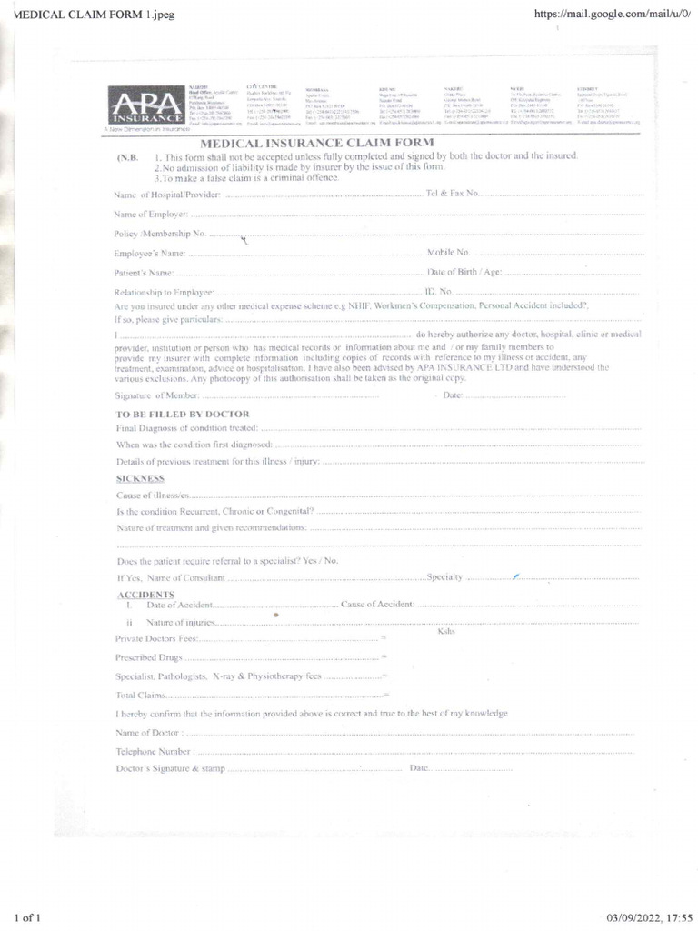 Apa Claim Form | PDF