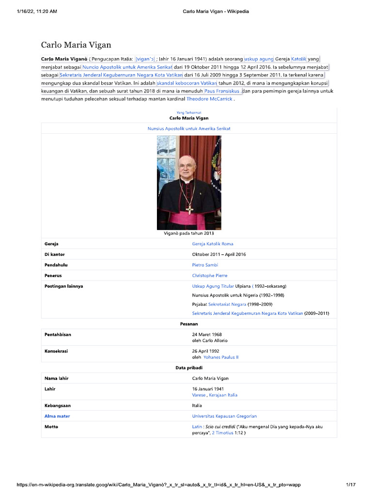 Biodata MGR Maria Vigan | PDF