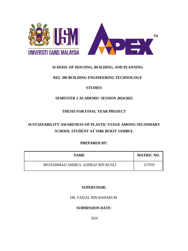 Thesis of The Final Year Project | PDF | Sustainability | Behavior