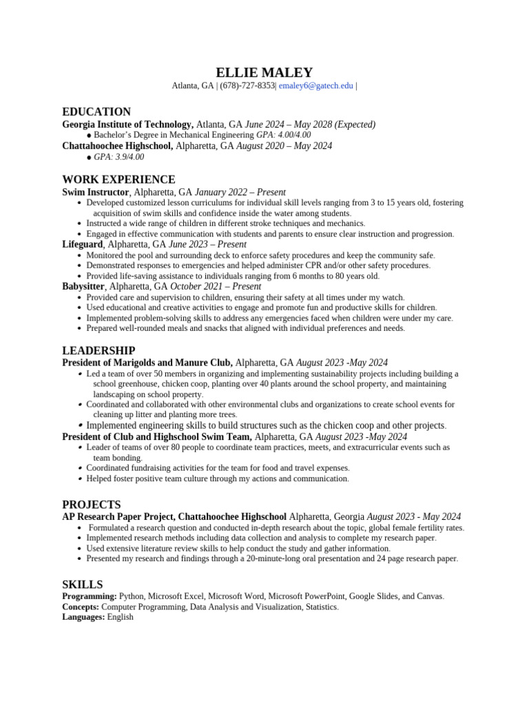 Resume Final 1 page | PDF