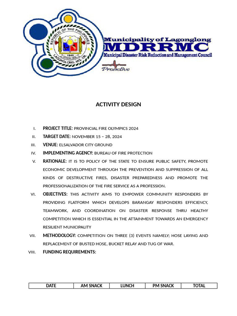 Activity Design For Fire Olympics | PDF | National Security | Public Sphere