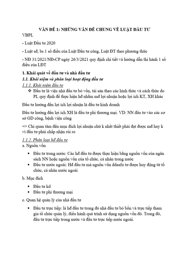 LDT 2020 Ban Ghi Chep Mon Luat Dau Tu 5 Tuan | PDF