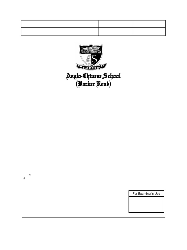 ACSBR 2023 4E5N Add Maths Prelim P2 - Updated | PDF | Equations ...