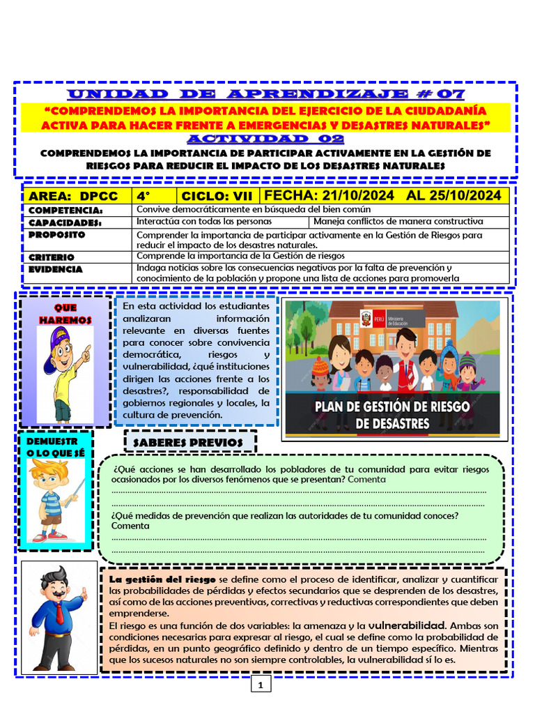 Actividad 2 DPCC 4° Unidad 7 | PDF | Riesgo | Valores