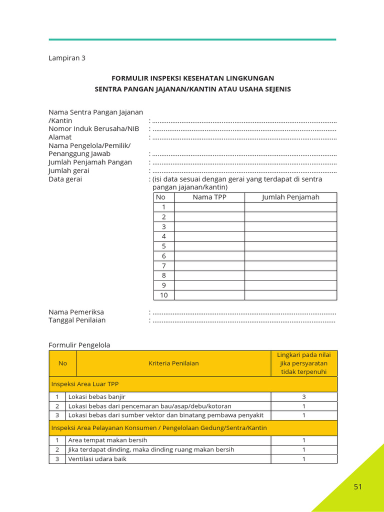 Formulir Ikl Kantin Sekolah | PDF