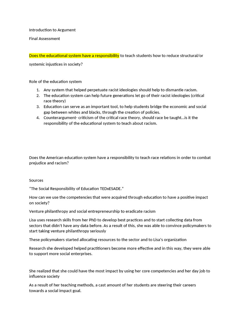 Introduction To Argument | PDF | Racism | Discrimination & Race Relations
