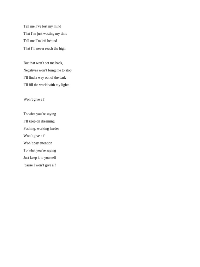 WGAF Lyrics | PDF