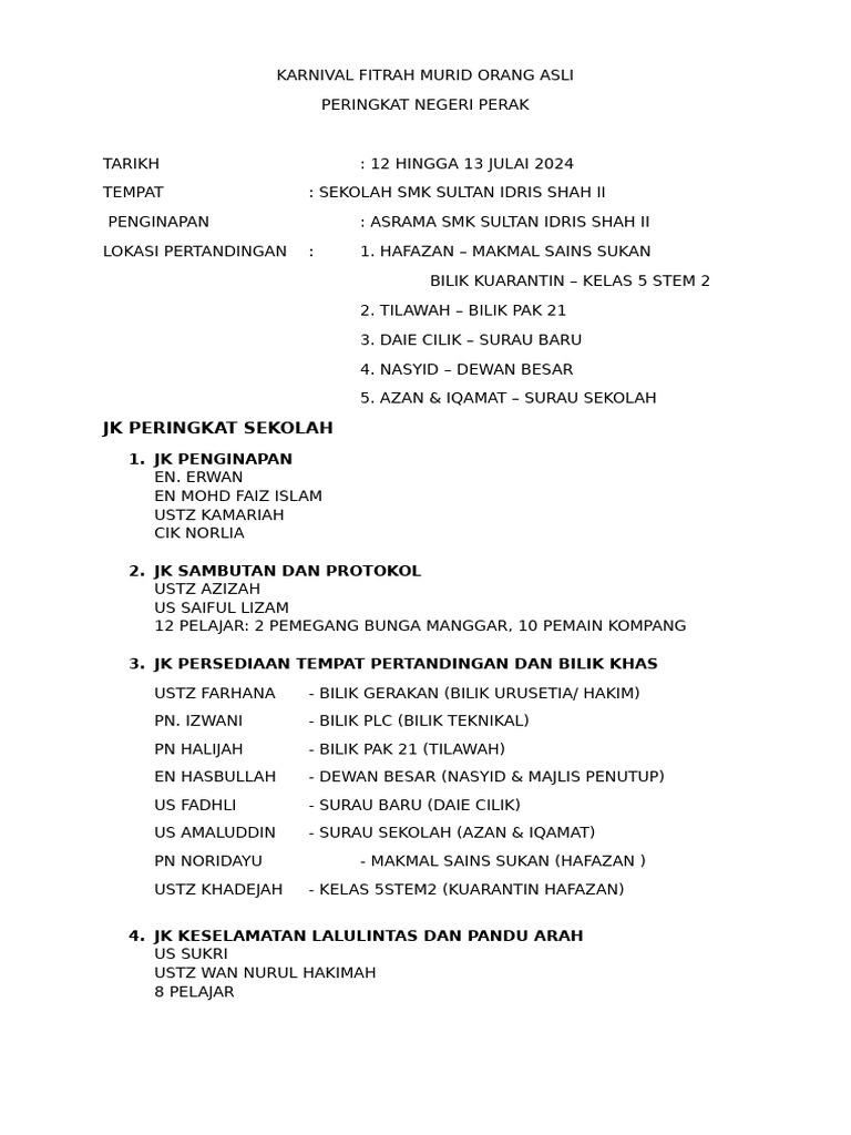 Kafoa JK Peringkat Sekolah | PDF