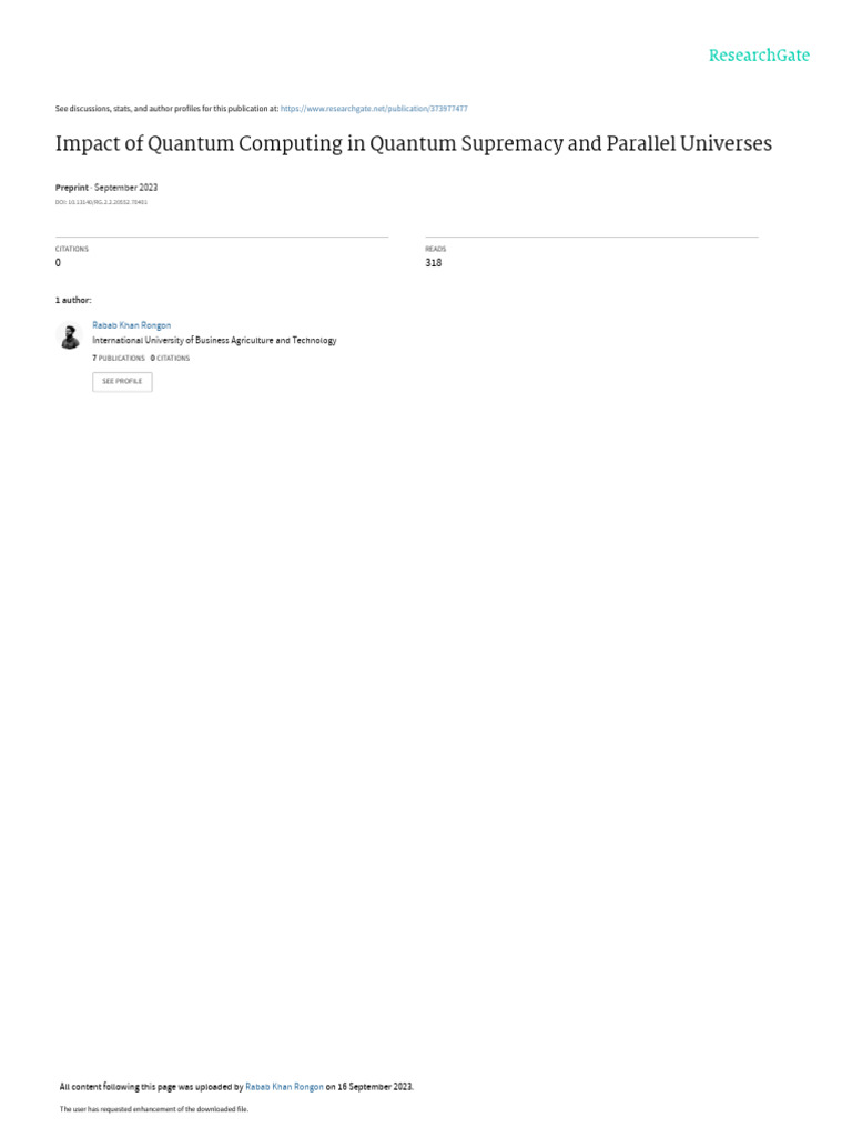 Impact of Quantum Computing in Quantum Supremacy and Parallel Universes ...