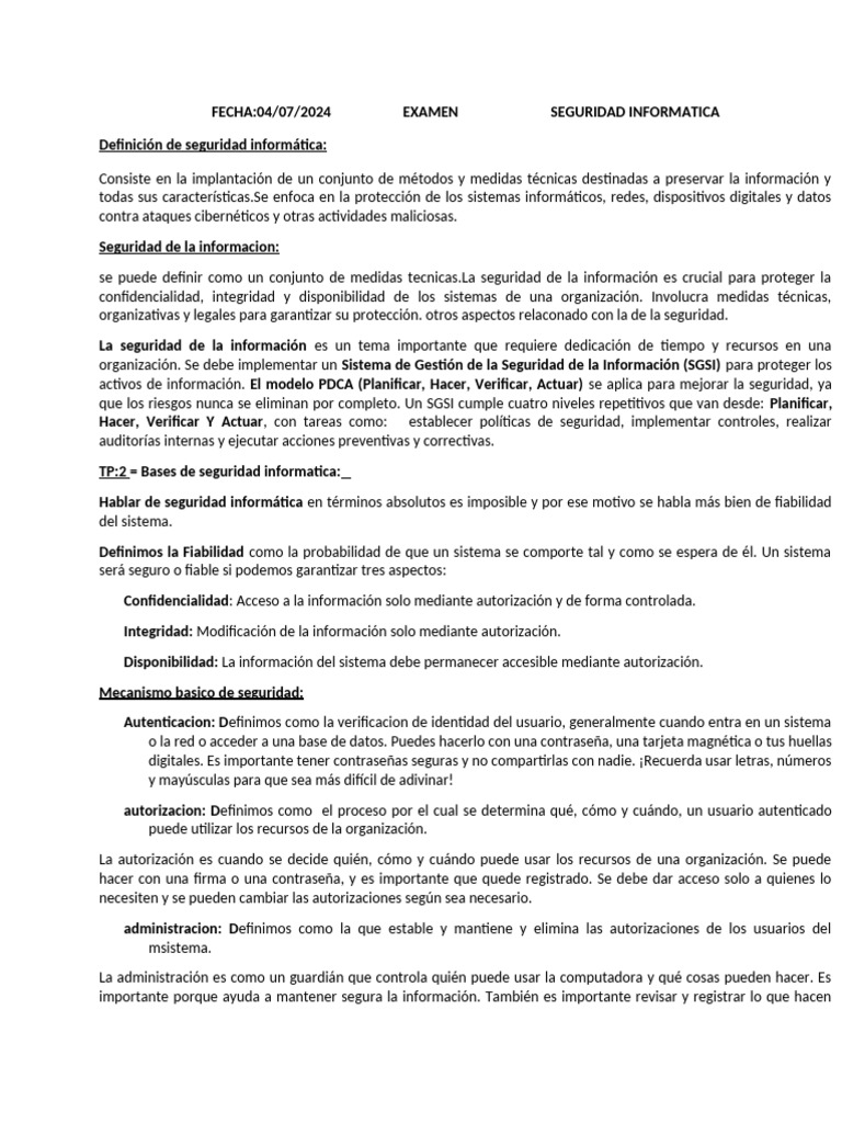 Examen Final Seguridad Inf.-1 | PDF | Seguridad | La seguridad informática