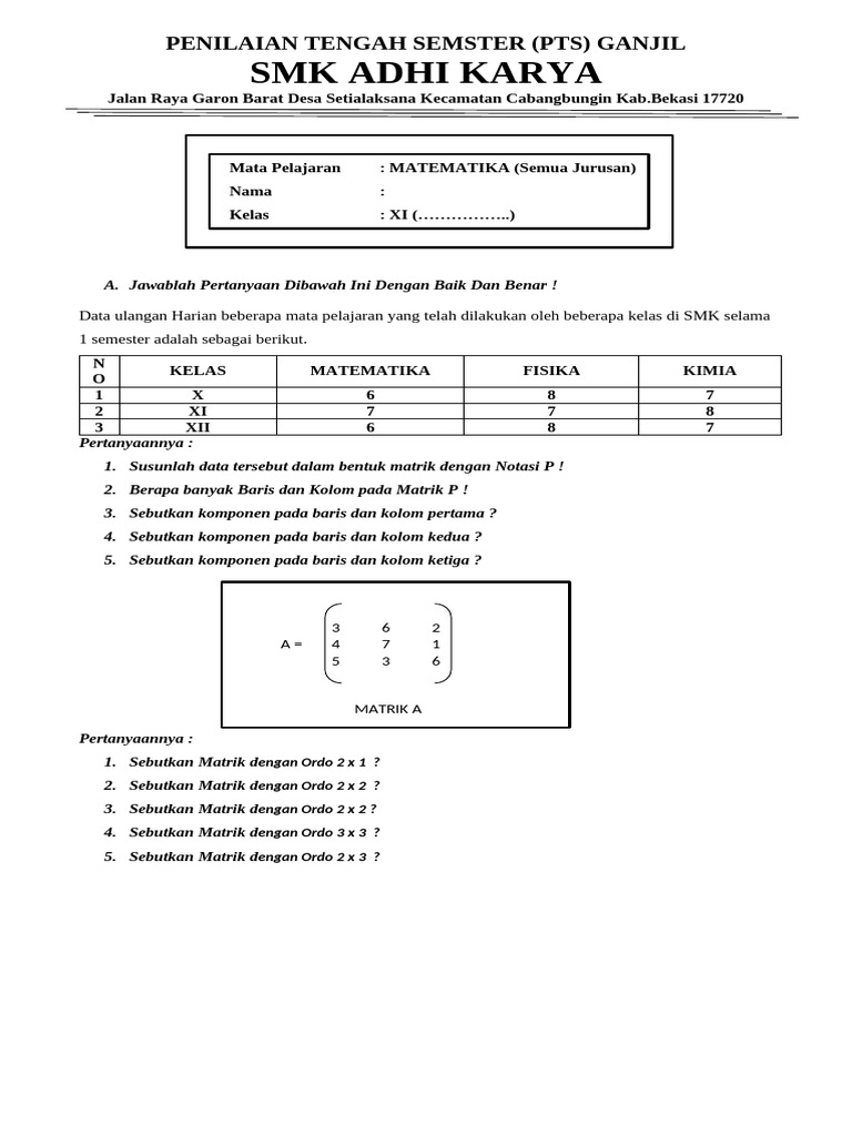 Soal Uts MTK Xi 2023 | PDF | Metode & Bahan Ajar