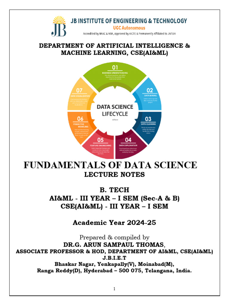 Fds Lecture Notes Iii Aiml Csm Pdf Data Science Security 