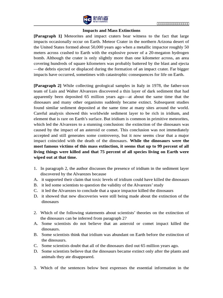 1.6 Impacts and Mass Extinctions | PDF | Impact Crater | Extinction