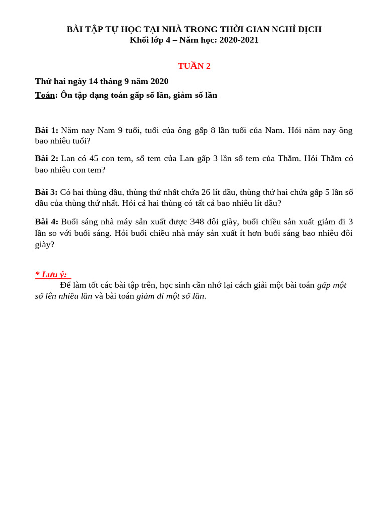 Bai Tap Tu Hoc Thu 2 - Tuan 2 | PDF