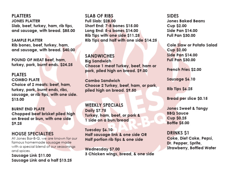 Jones Menu June 2021 | PDF | Sausage | Turkey Meat