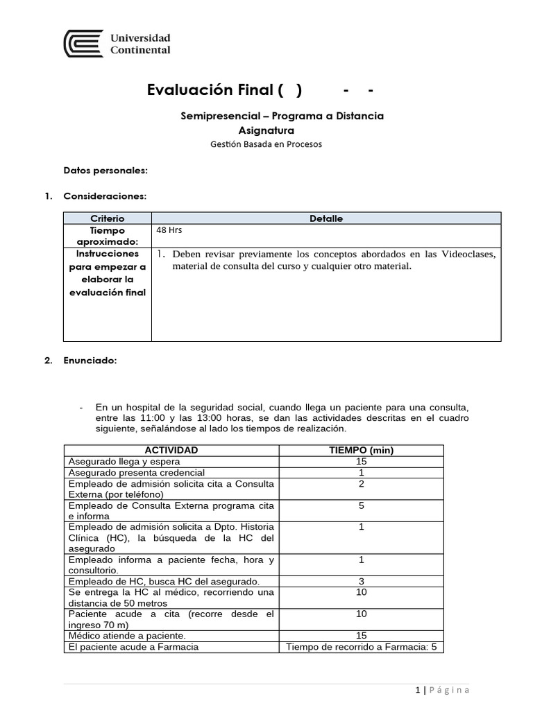 Examen Final - Gestión Basada en Procesos 2022-20A | PDF | Farmacia