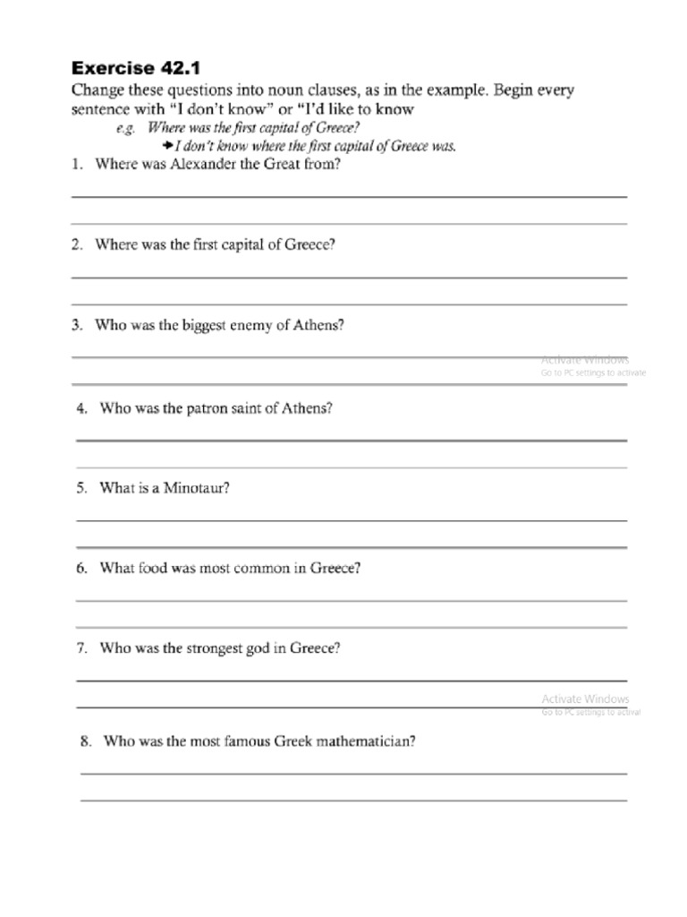 Noun Clause Exercise 1 | PDF