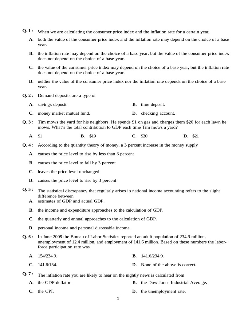 Economic Concepts and Measurements | PDF | Consumer Price Index | Inflation