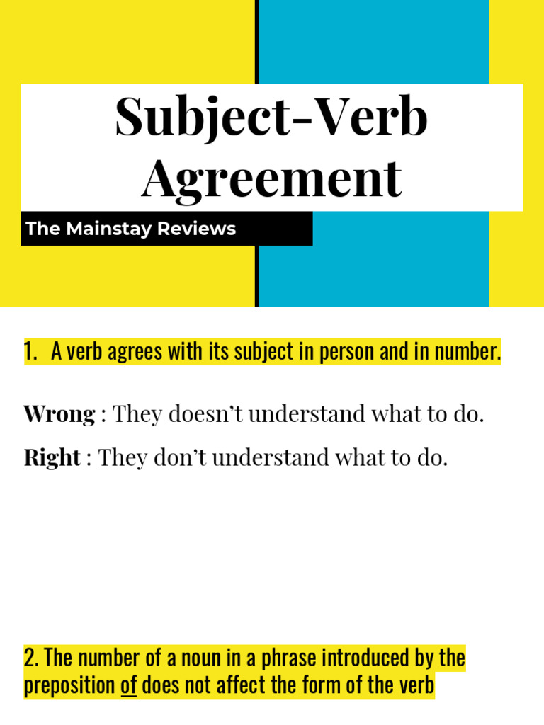 Subject-Verb Agreement | PDF | Grammatical Number | Verb