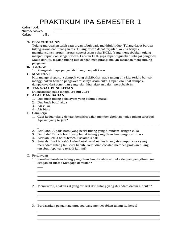 Lembar Kerja Praktikum Ipa SMT 1 | PDF | Kesehatan Holistik