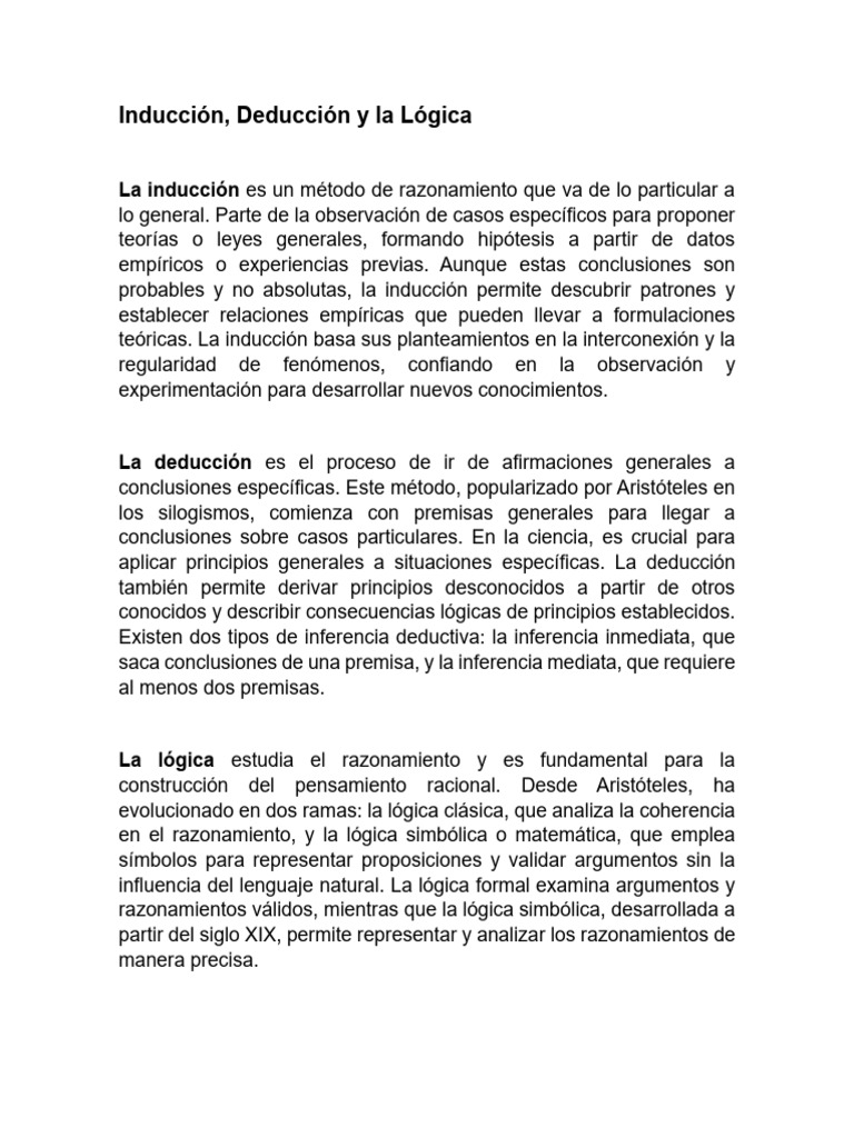 Deduccion, Induccion y Logica | PDF | Lógica | Razonamiento deductivo