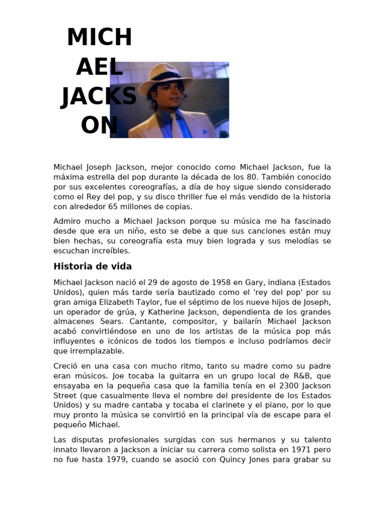 Michael Joseph Jackson | PDF | Michael Jackson | Industria de la música