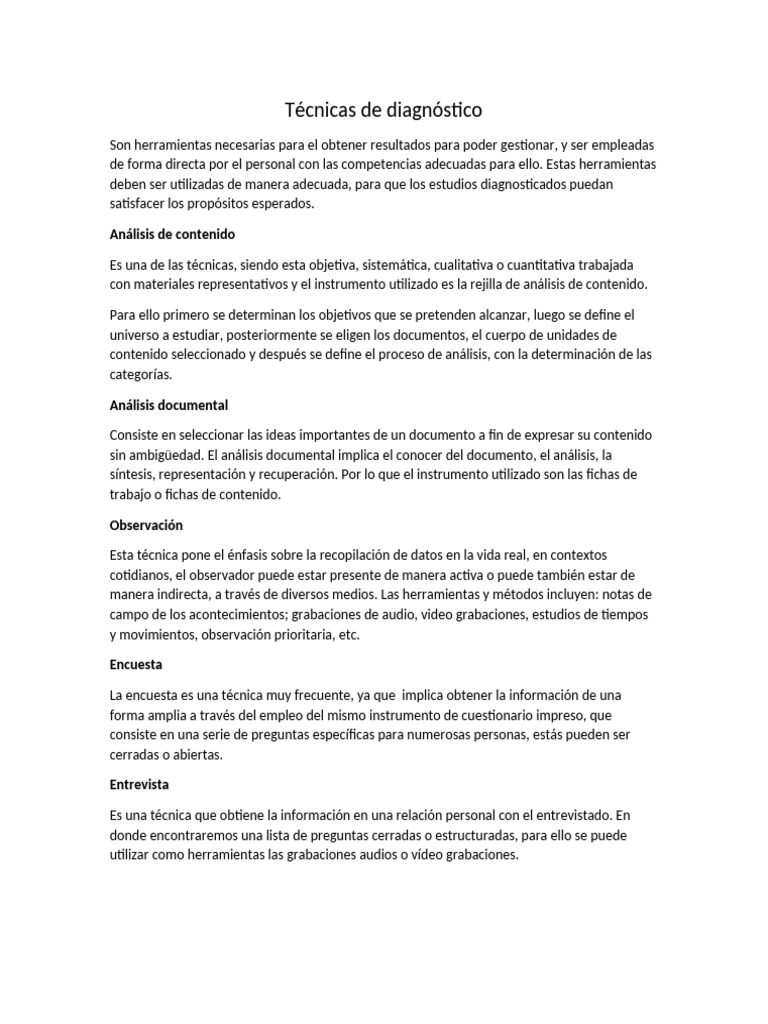 Técnicas de Diagnostico | PDF