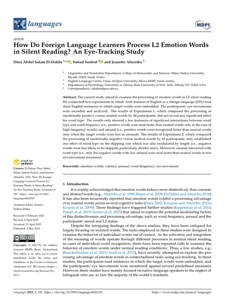 Languages 08 00125 v2 | PDF | Second Language | First Language