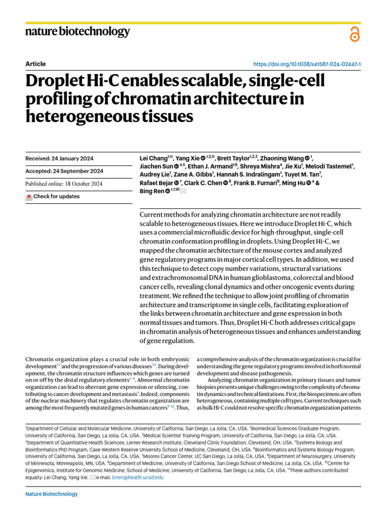 Droplet HiC | PDF | Dna Sequencing | Biotechnology