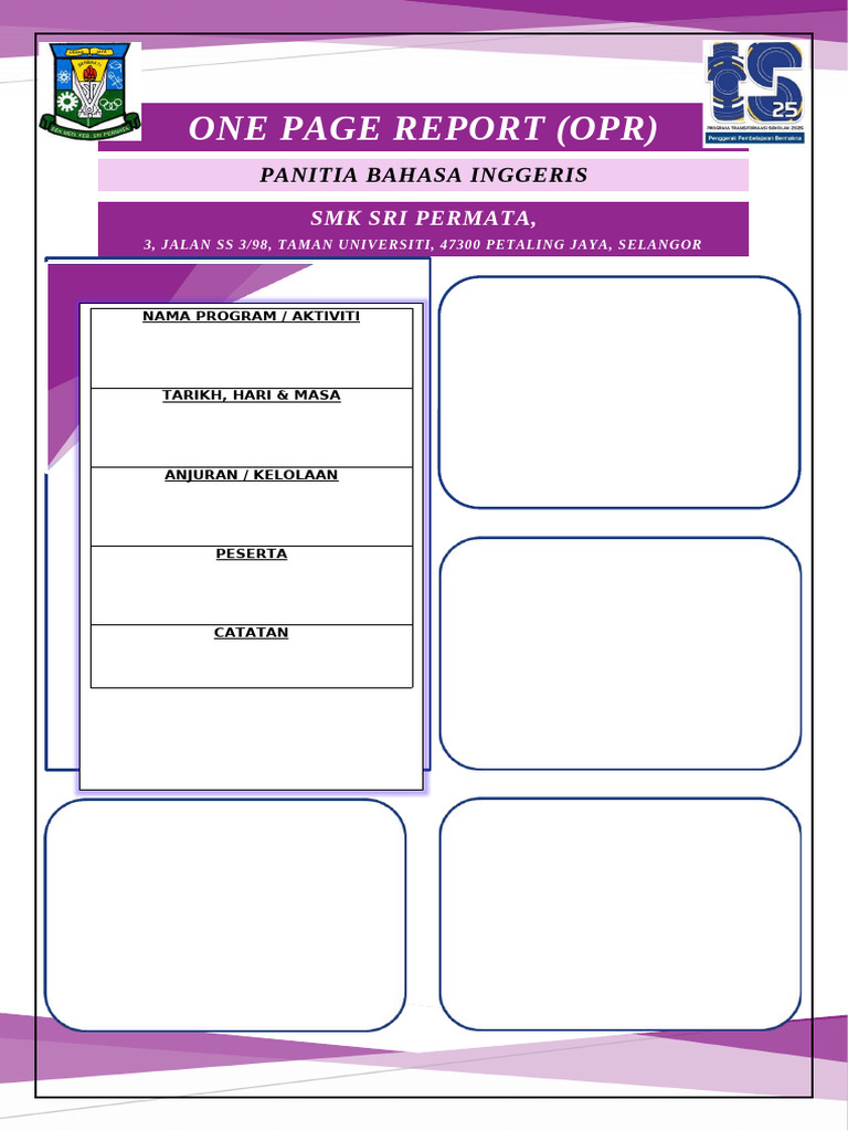 ONE PAGE REPORT - Template | PDF