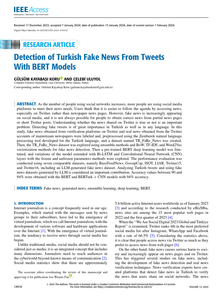 Turkish Fake News Detection with BERT | PDF | Receiver Operating ...