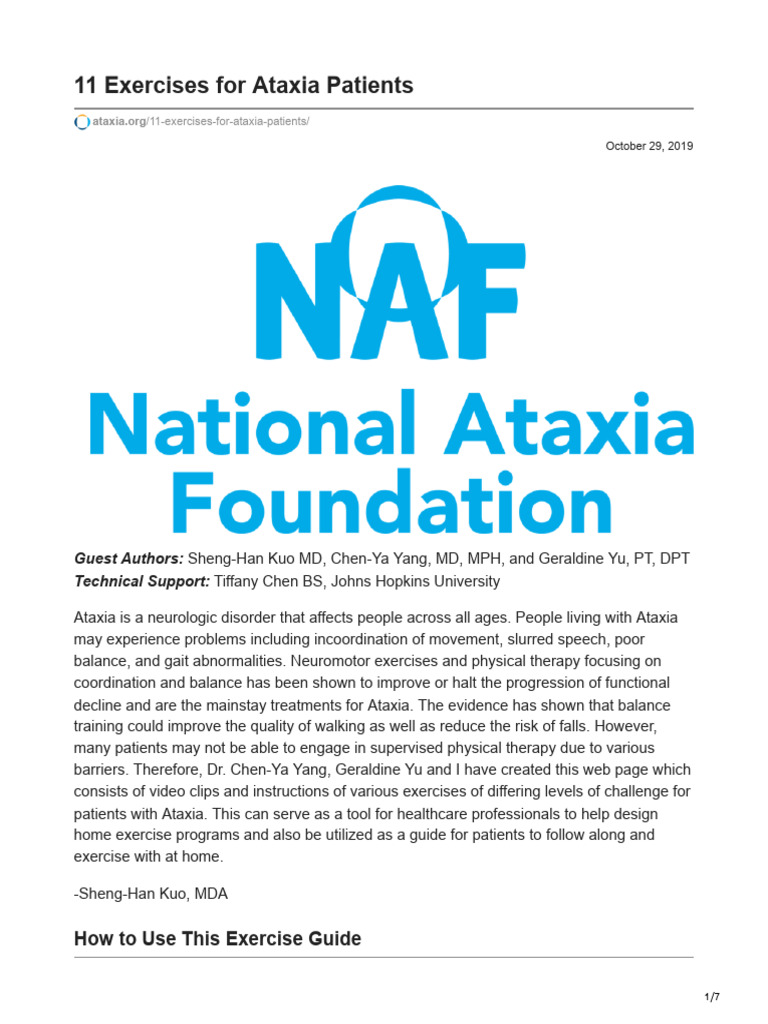 Exercises for Ataxia Patients | PDF | Foot