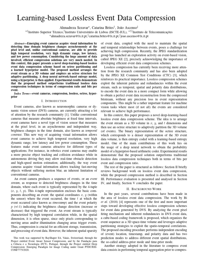Learning-Based Lossless Event Data Compression: Ahmadreza Sezavar ...