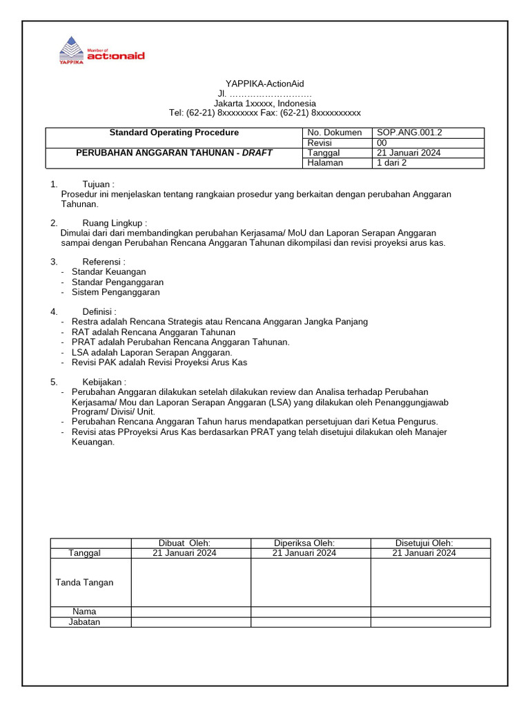 Prosedur Perubahan Anggaran Tahunan | PDF
