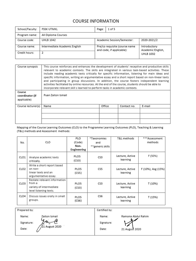 UHLB1042 Intermidiate Academic English | PDF | Essays | Course Credit