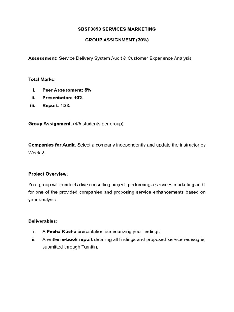 SBSF3153 Services Marketing - Group Project - 2023 | PDF | Survey ...