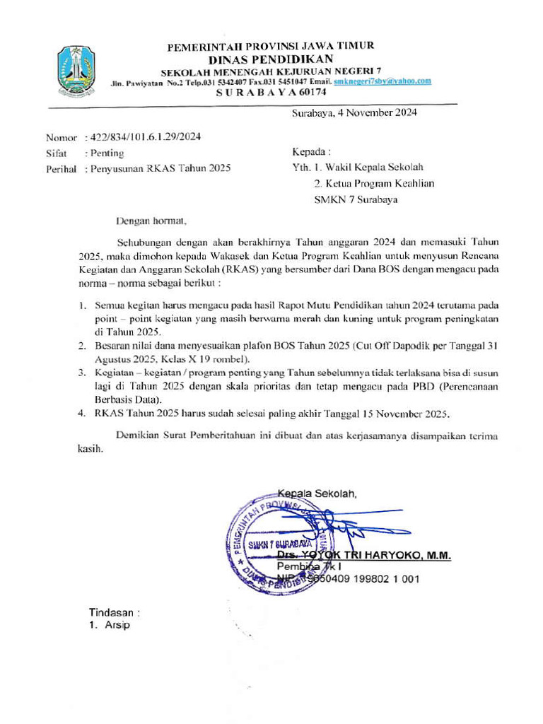 Pemberitahuan Penyusunan RKAS Tahun 2025 | PDF | Sains & Matematika