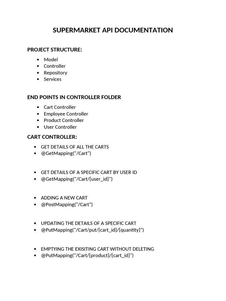 Supermarket Api Documentation | PDF
