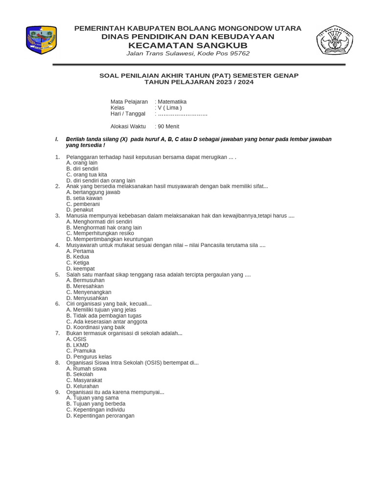 Soal PKN | PDF | Karier & Perkembangan