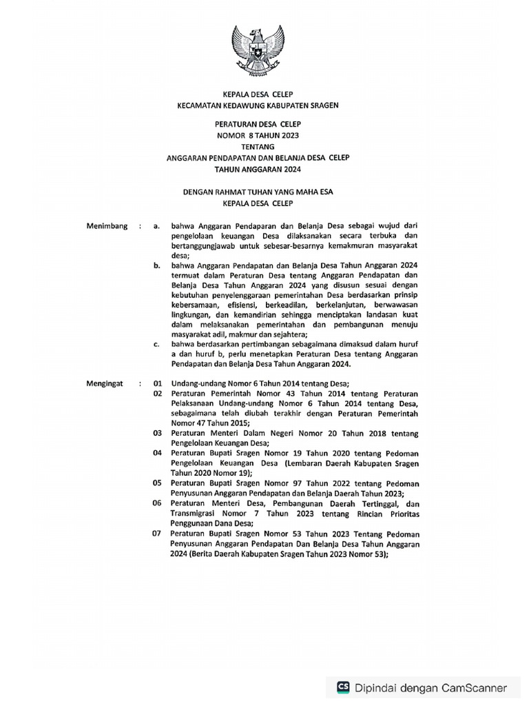 Perdes APBDes 2024 | PDF