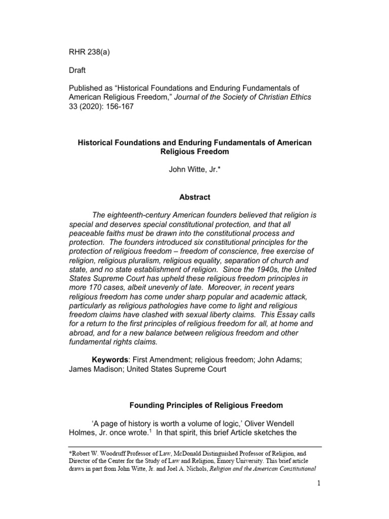 Historical Foundations and Enduring Fund | PDF | First Amendment To The ...