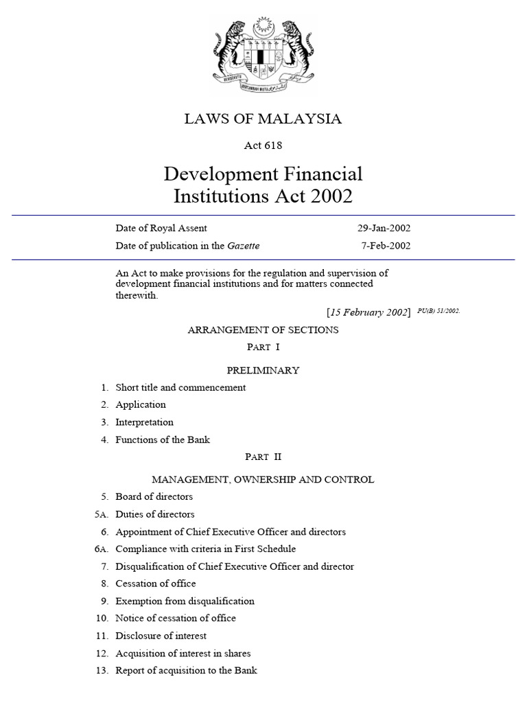 Development Financial Act (DFIA) | PDF | Partnership | Negotiable ...
