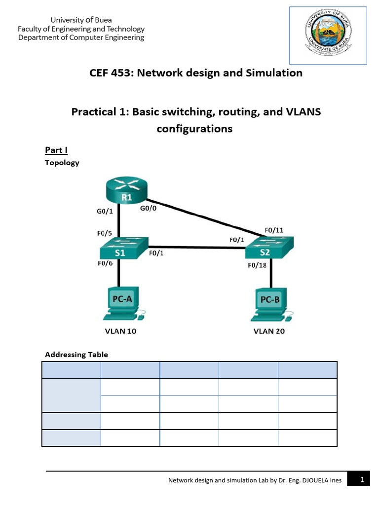 Lab 1 Basic Switching Routing and VLANSs Configuration | PDF | Computer Network | Router (Computing)