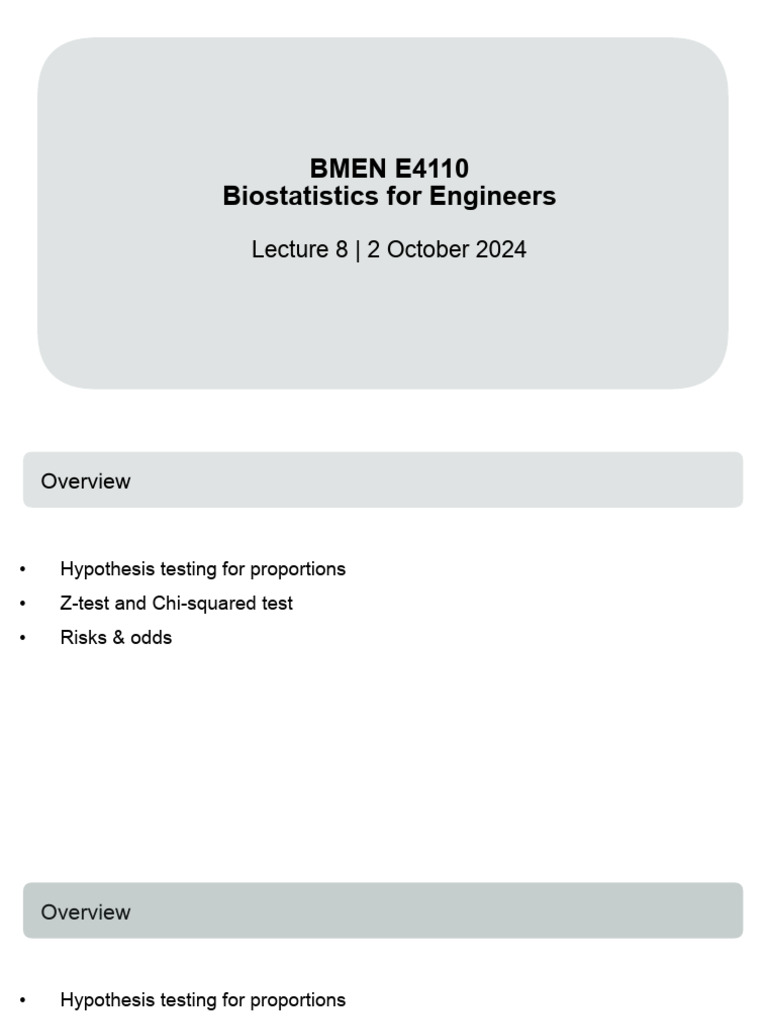 24 BMEN E4110 Lecture8 | PDF | P Value | Experiment