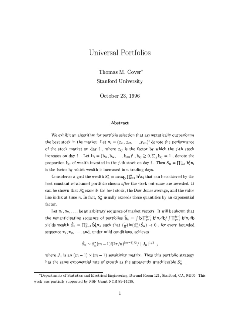 Universal Portfolios | PDF