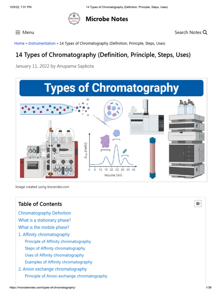 14 Types of Chromatography Definition, Principle, Steps, Uses | PDF | Chromatography | High ...